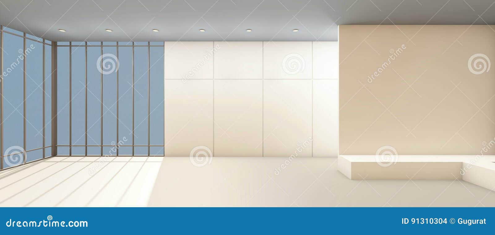 Art Gallery Clean and Window on White Wall Contemporary Stock ...