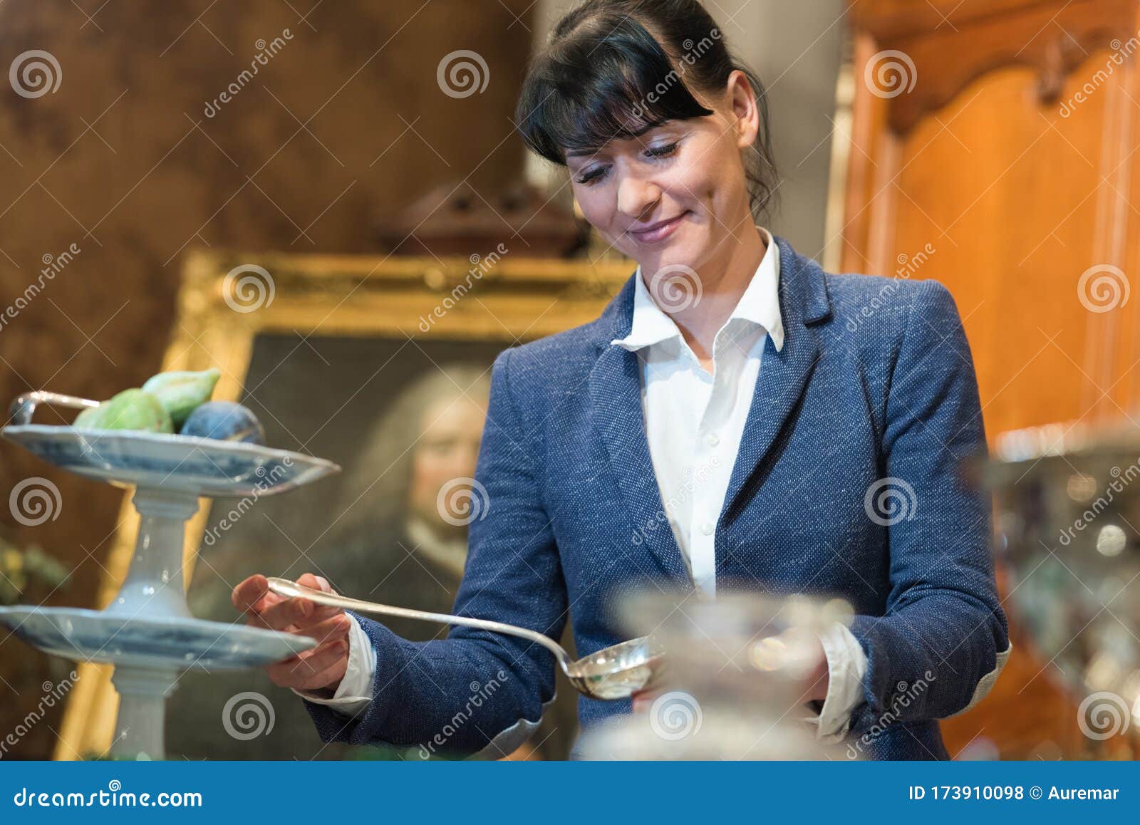 Art Gallery Curator Talking with Customer Stock Photo - Image of lady ...