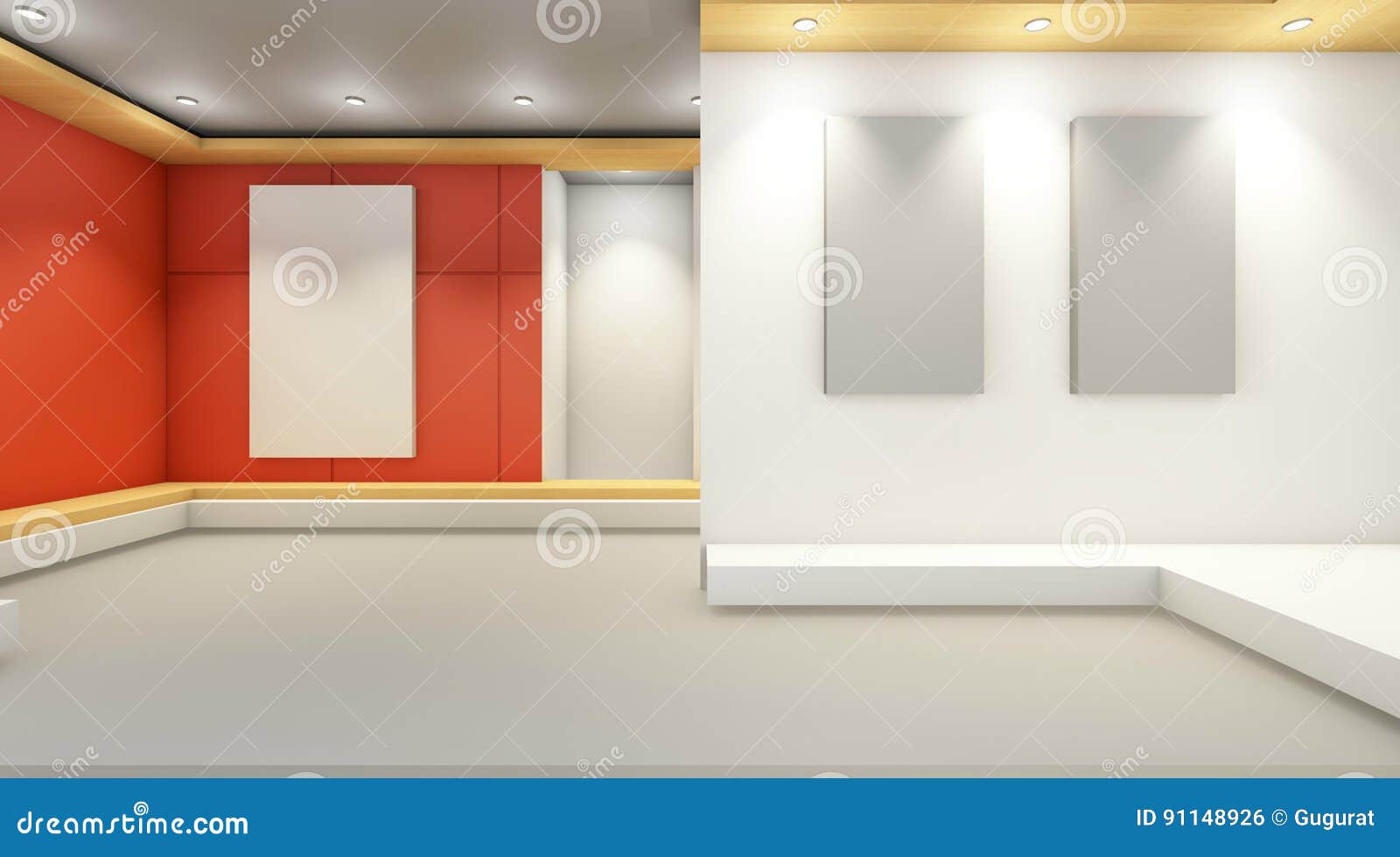 Art Gallery Exhibition Contemporary Display and Pictures Frames on Wall ...