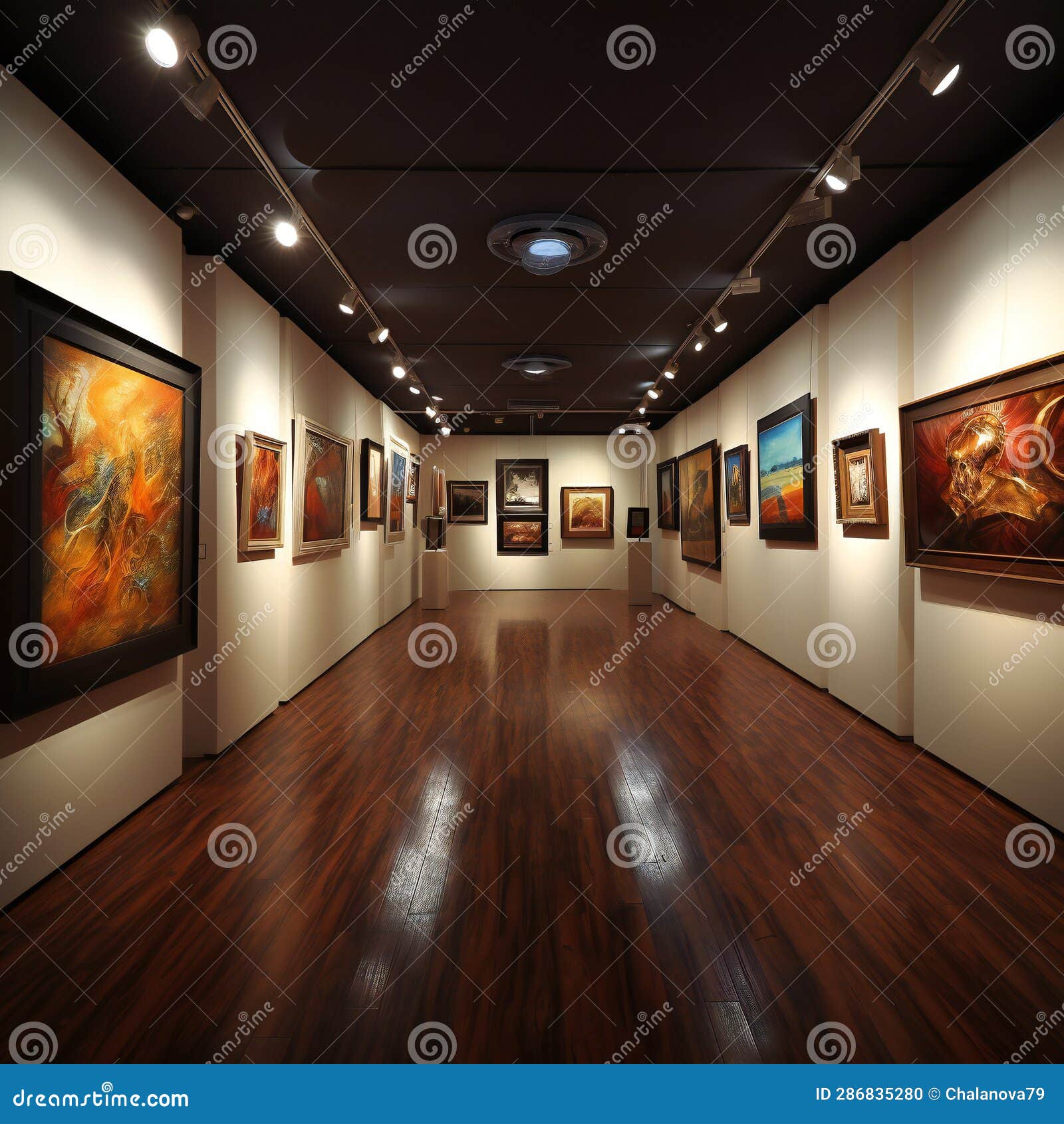 Inside the Art Gallery. Generative Ai Stock Photo - Image of interior ...