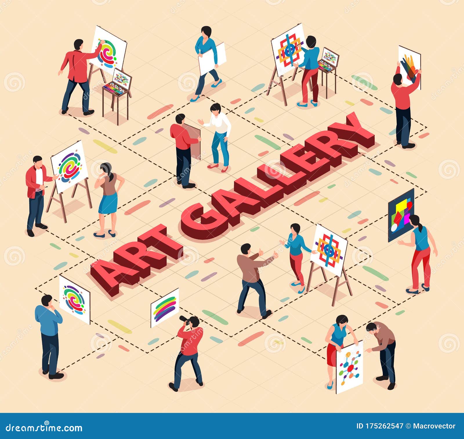Art Gallery Isometric Flowchart Stock Vector - Illustration of ...