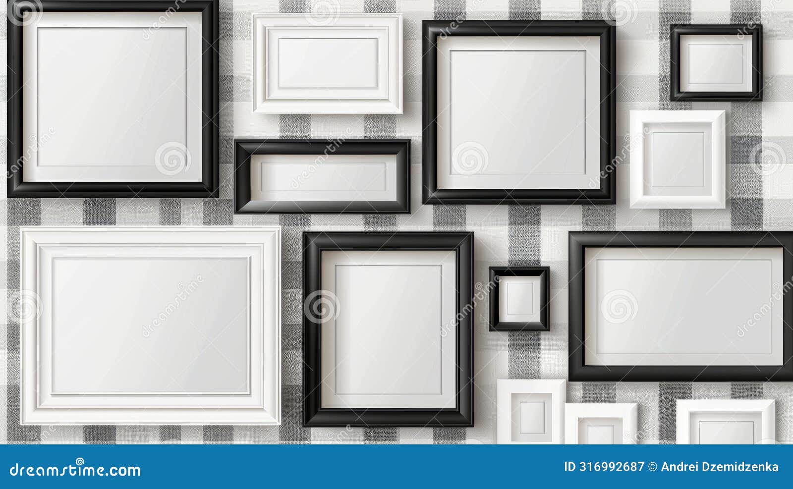 Art Gallery Wall Collage of Empty Square and Rectangle Frames Isolated ...
