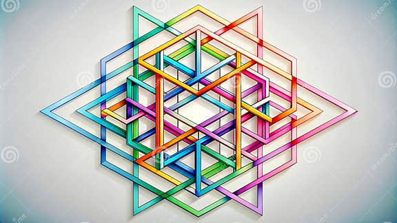 The Art of Geometry: an Abstract Drawing of Interlocking Shapes ...