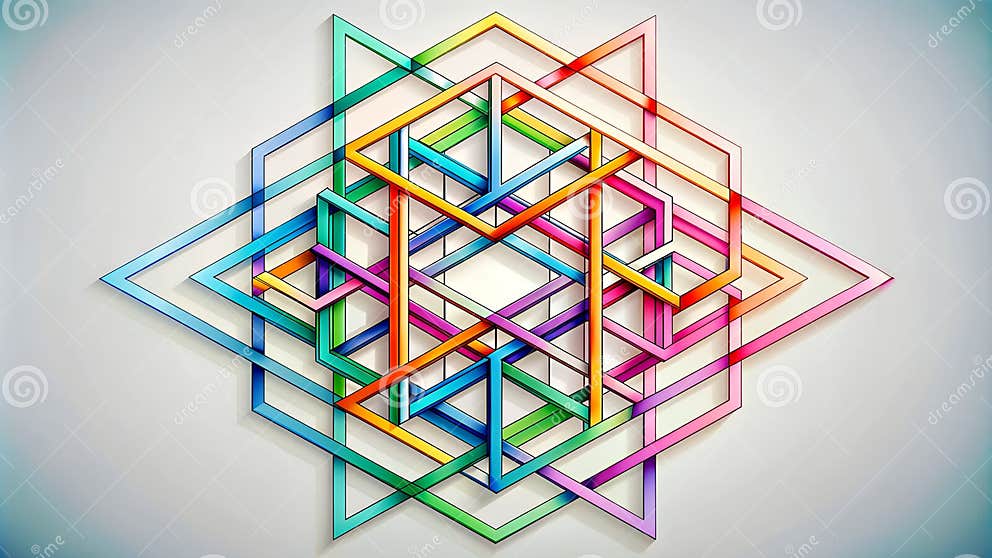 The Art of Geometry: an Abstract Drawing of Interlocking Shapes ...