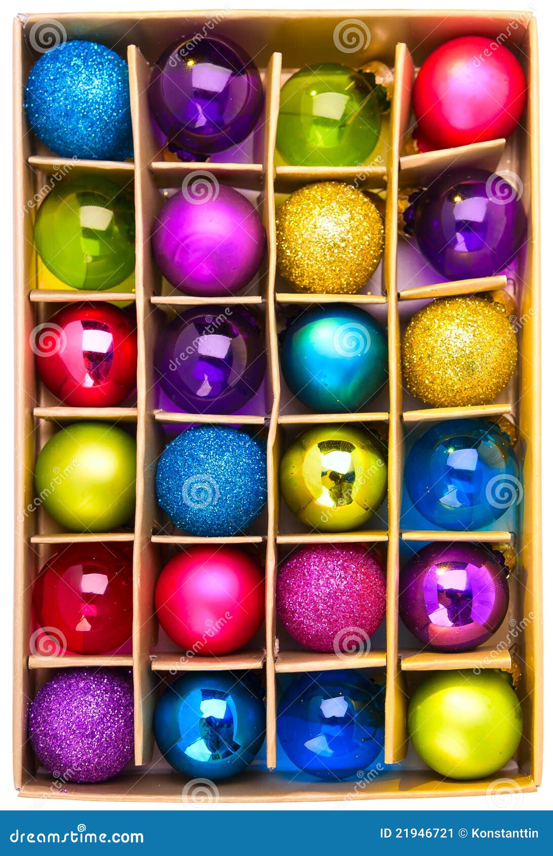 Art Gift Box with Bright Colored Christmas Balls Stock Image - Image of ...