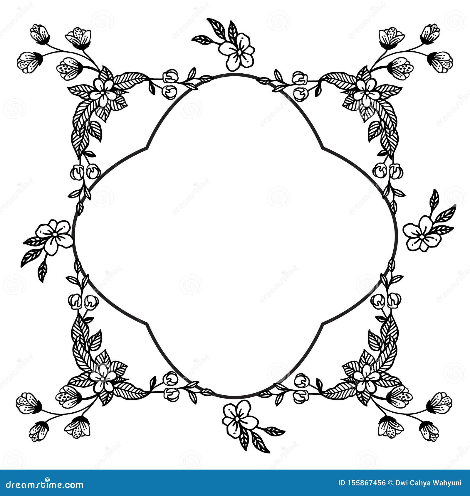 Art Graphic of Leaf Flower Frame for Template of Card. Vector Stock ...