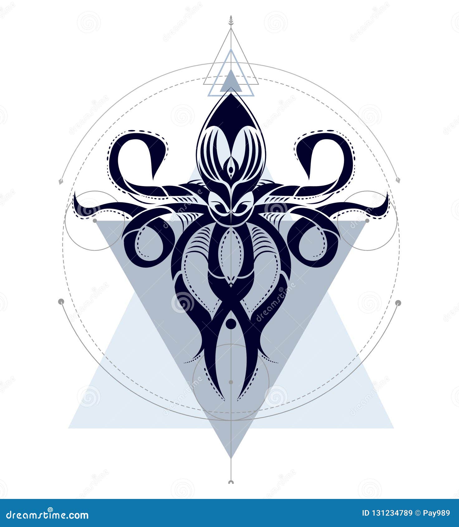 Octopus Geometric Art Composition Stock Illustration - Illustration of ...