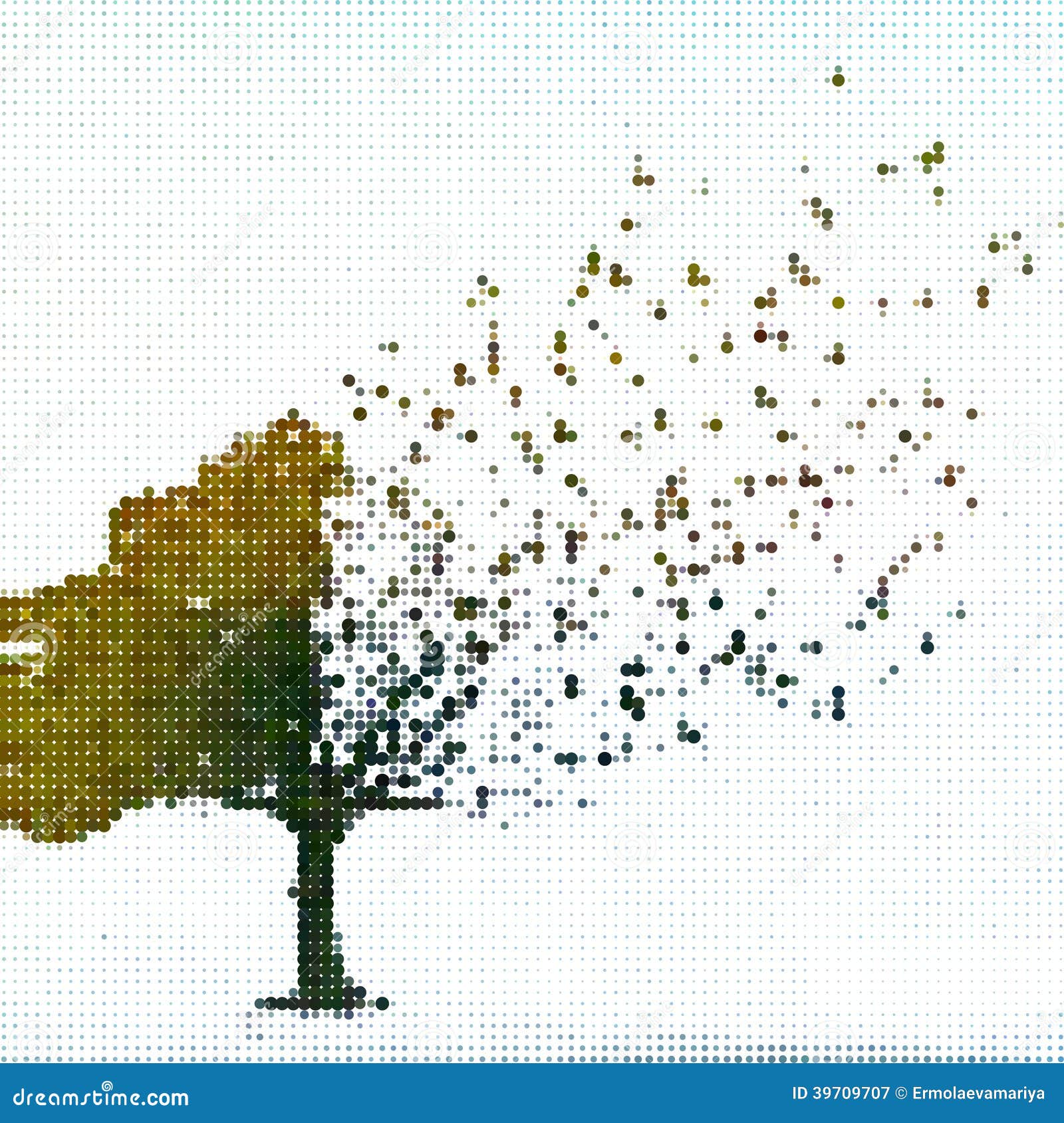 Art Halftone Tree with Foliage Overfly. Vector Stock Vector ...