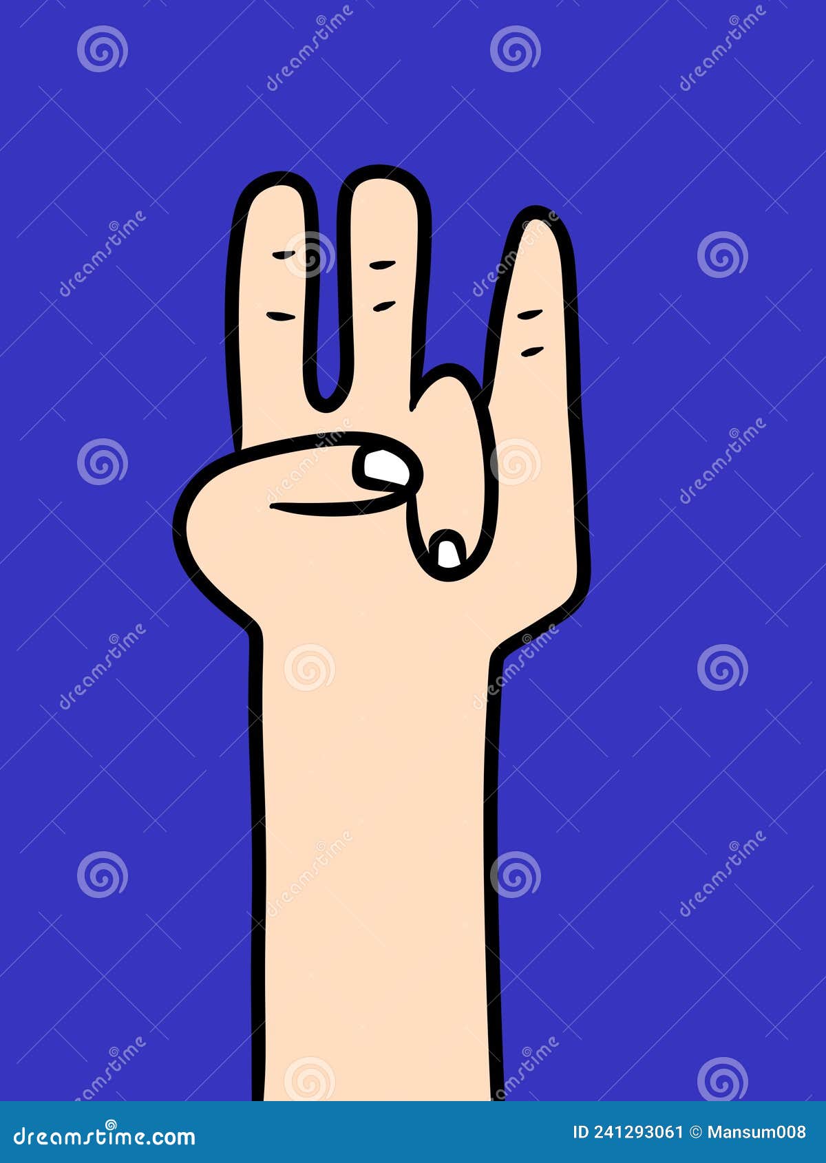 Hand Cartoon on Blue Background Stock Illustration - Illustration of ...