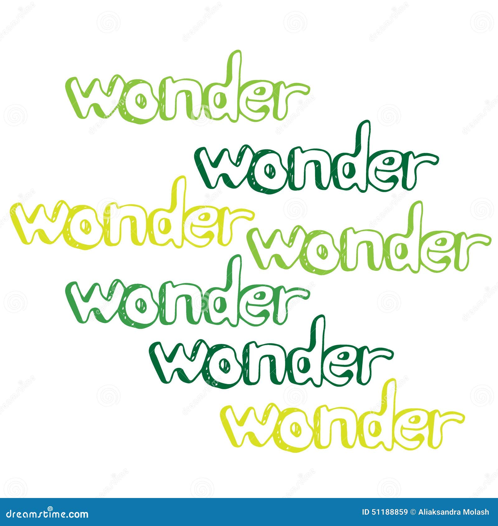 Art hand drawn text wonder stock vector. Illustration of letter - 51188859