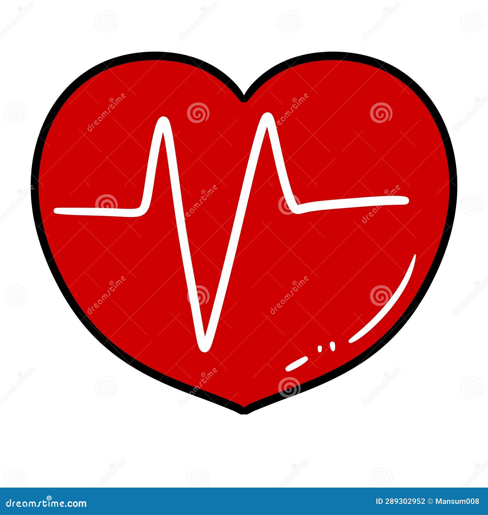 Heart with Cardiogram Illustration Stock Illustration - Illustration of ...
