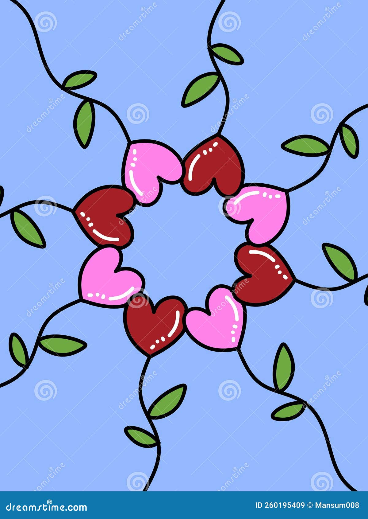 Heart Flower Cartoon on Blue Background Stock Illustration ...