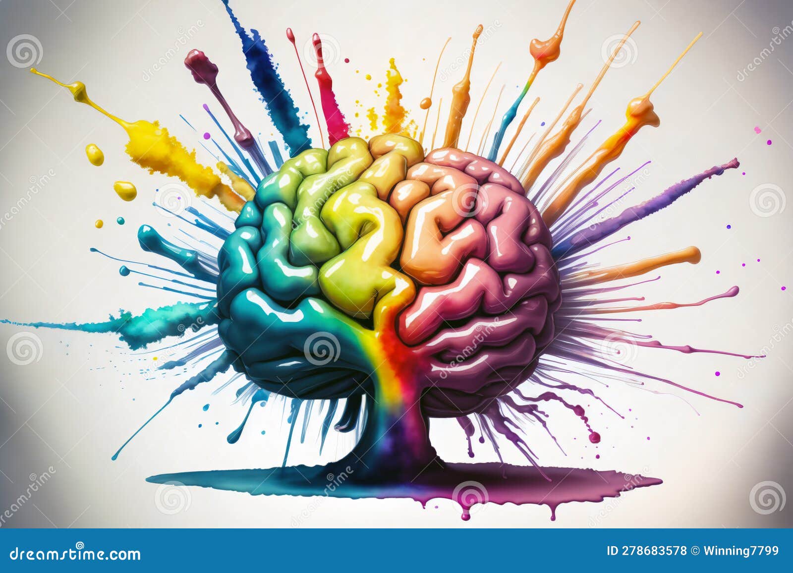 Art of a Human Brain Exploding with Colorful Rainbow Knowledge and ...
