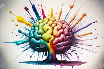 Art of a Human Brain Exploding with Colorful Rainbow Knowledge and ...