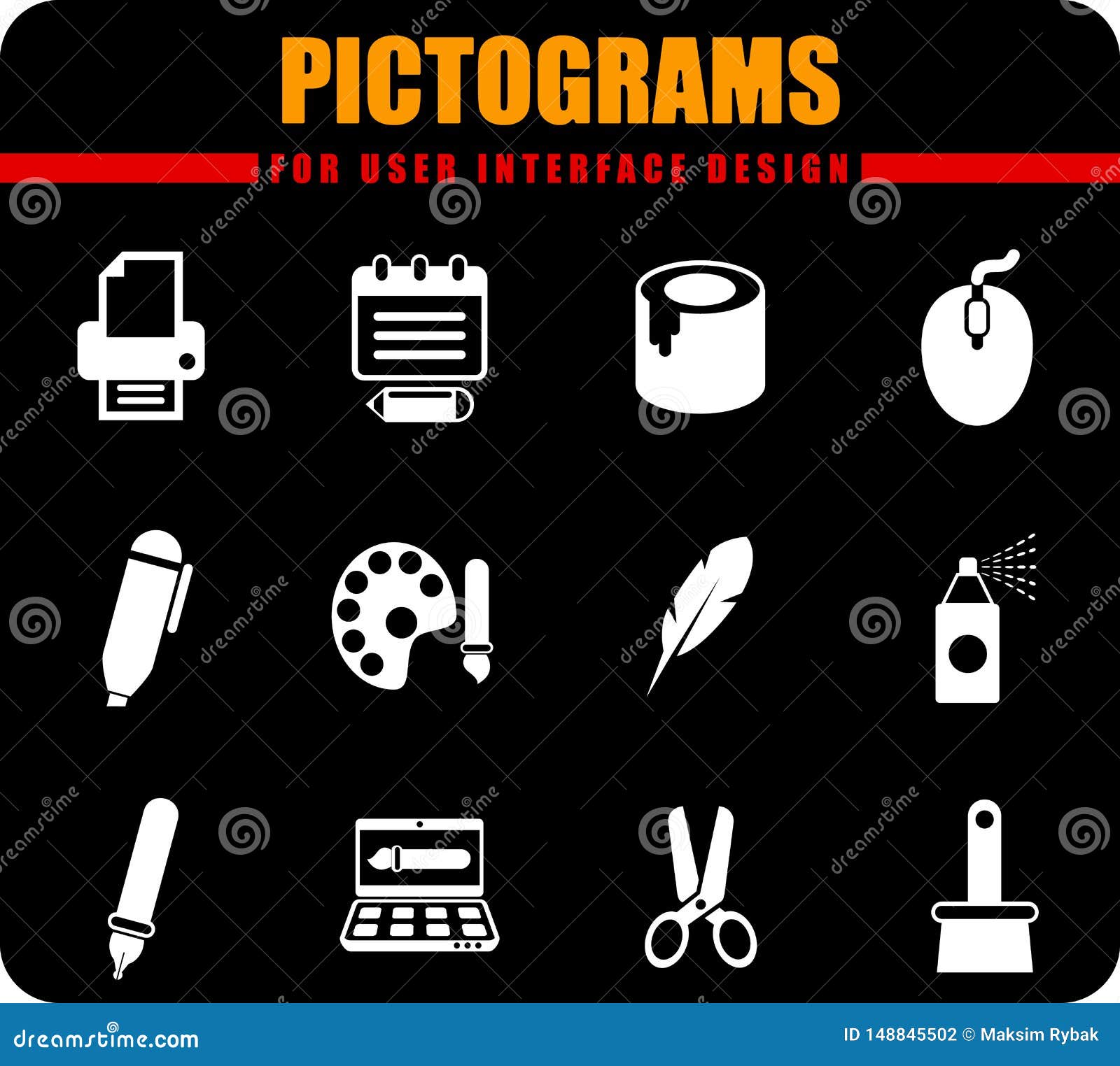 Art icon set stock vector. Illustration of symbol, laptop - 148845502