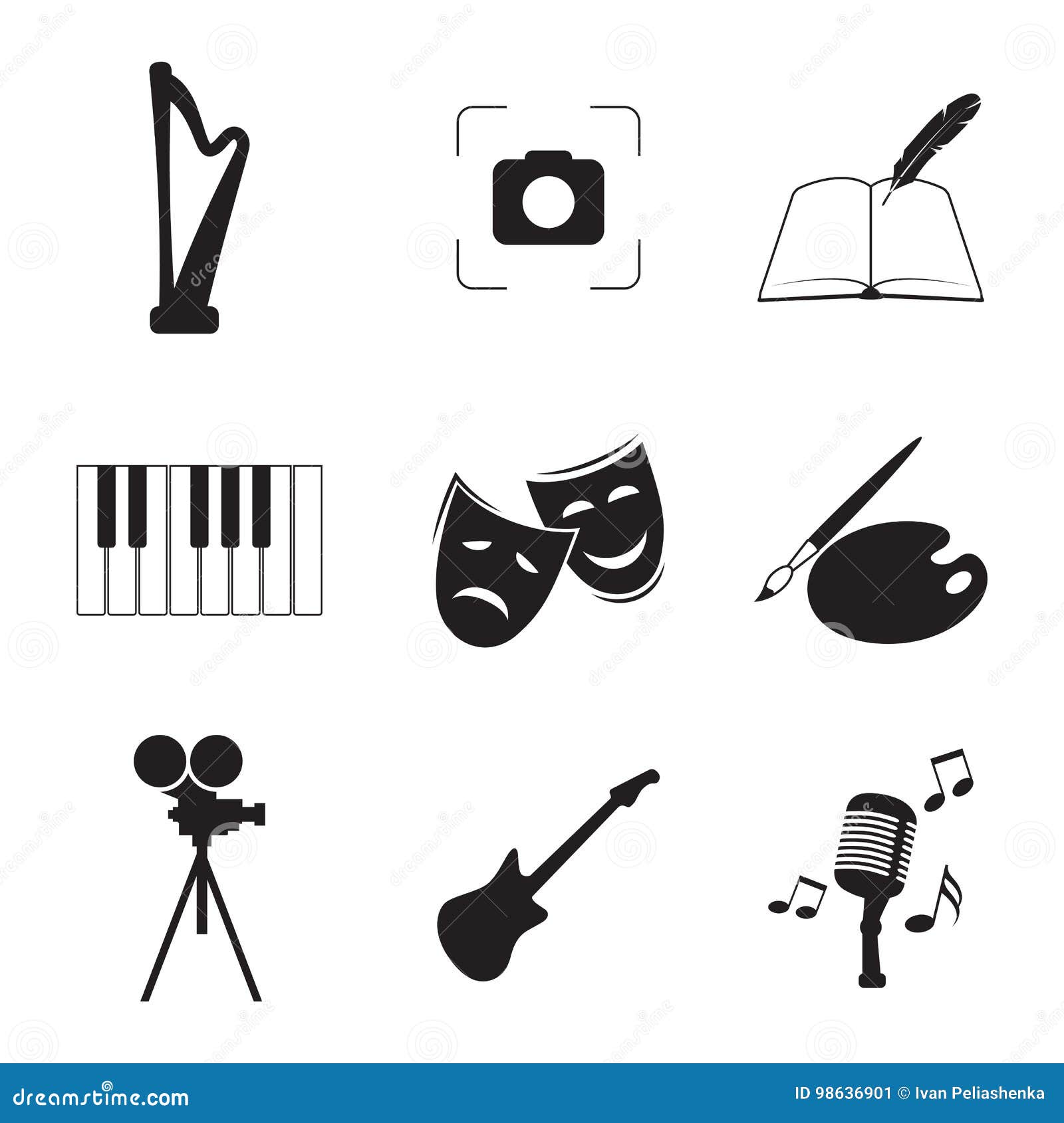 Art icon set stock illustration. Illustration of collection - 98636901