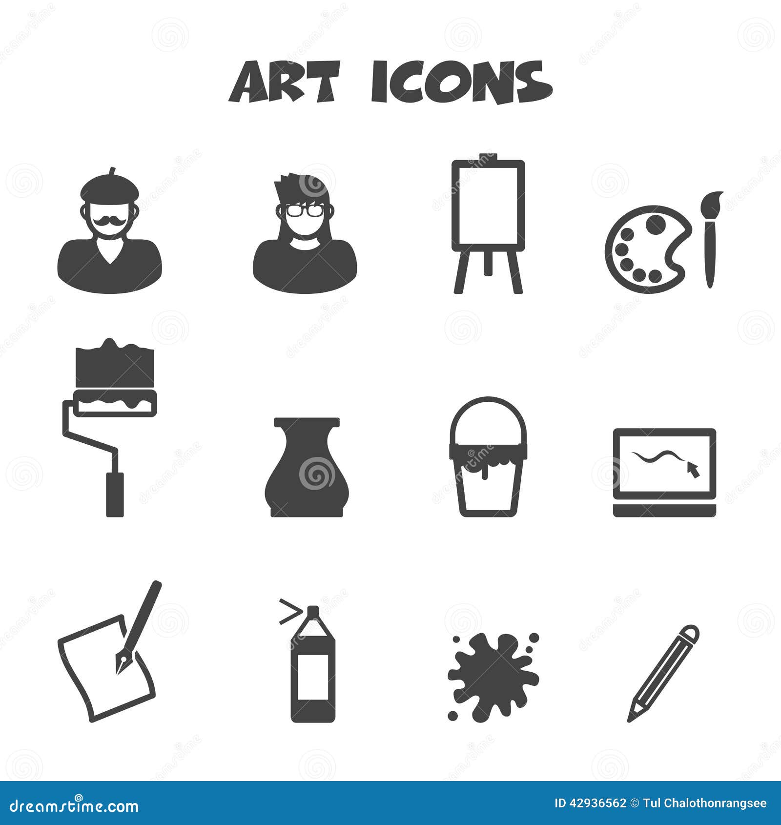 Art icons stock vector. Illustration of laptop, canvas - 42936562