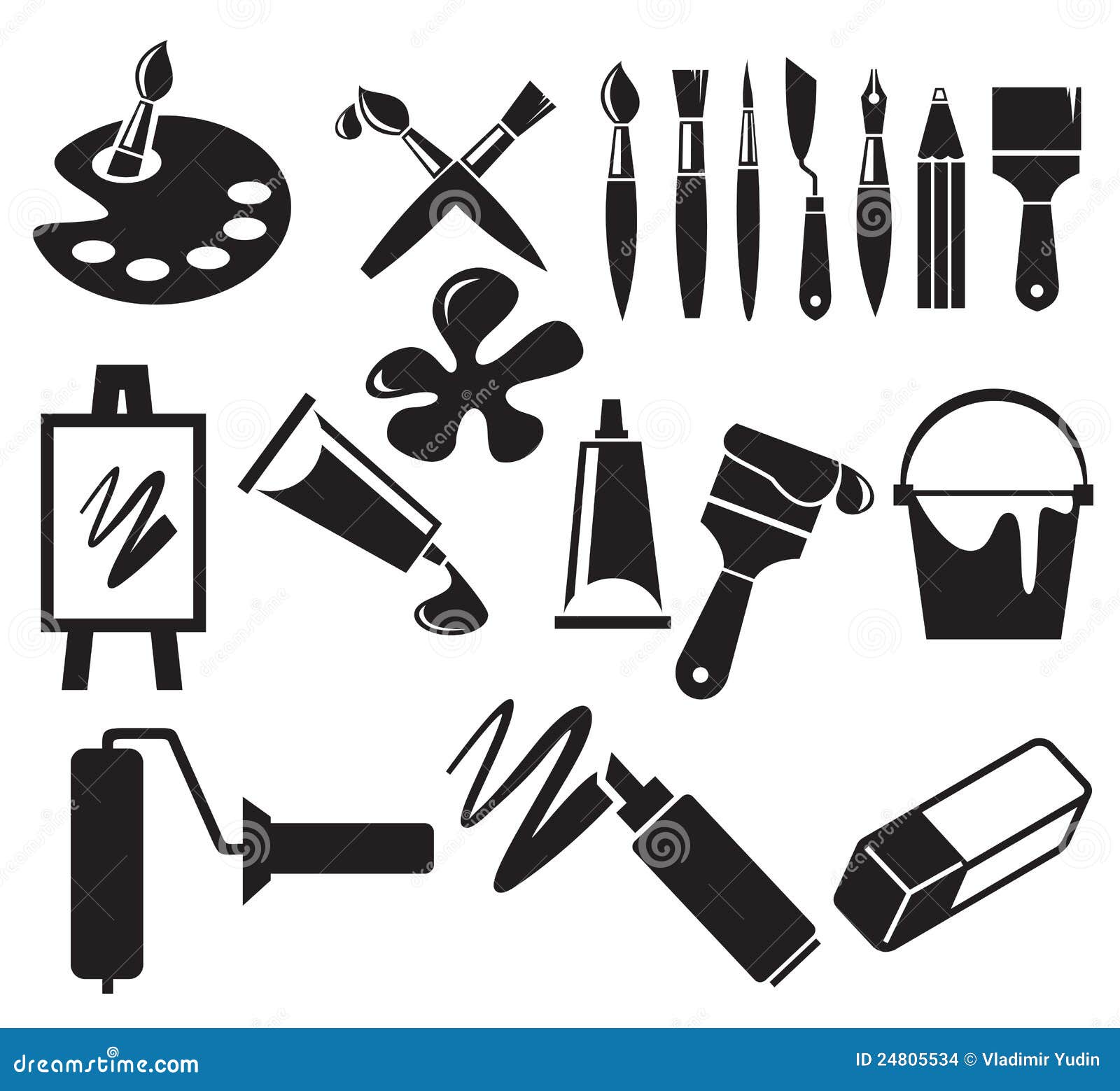 Art Icons set stock vector. Illustration of paintbrush - 24805534