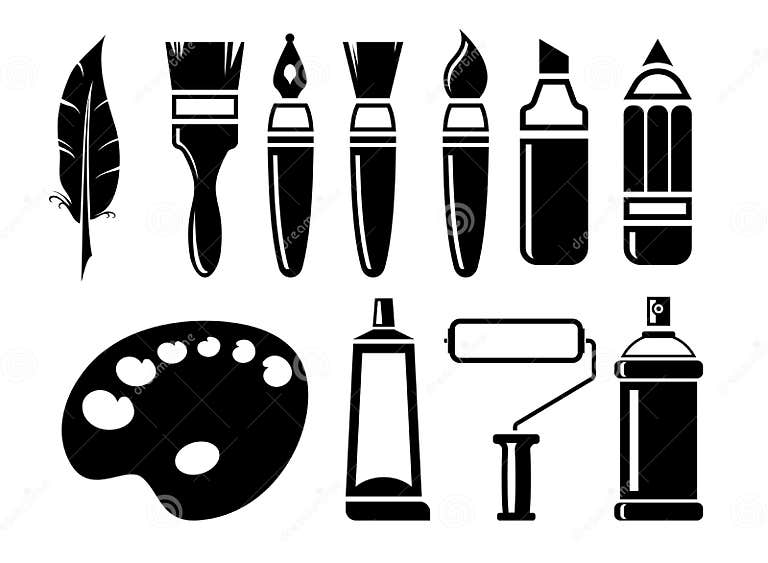 Art Icons set stock vector. Illustration of palette, draw - 29301007