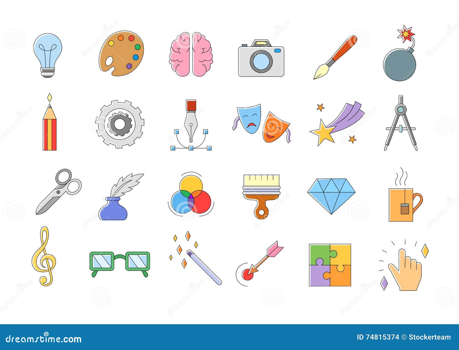 Art icons set stock illustration. Illustration of black - 74815374