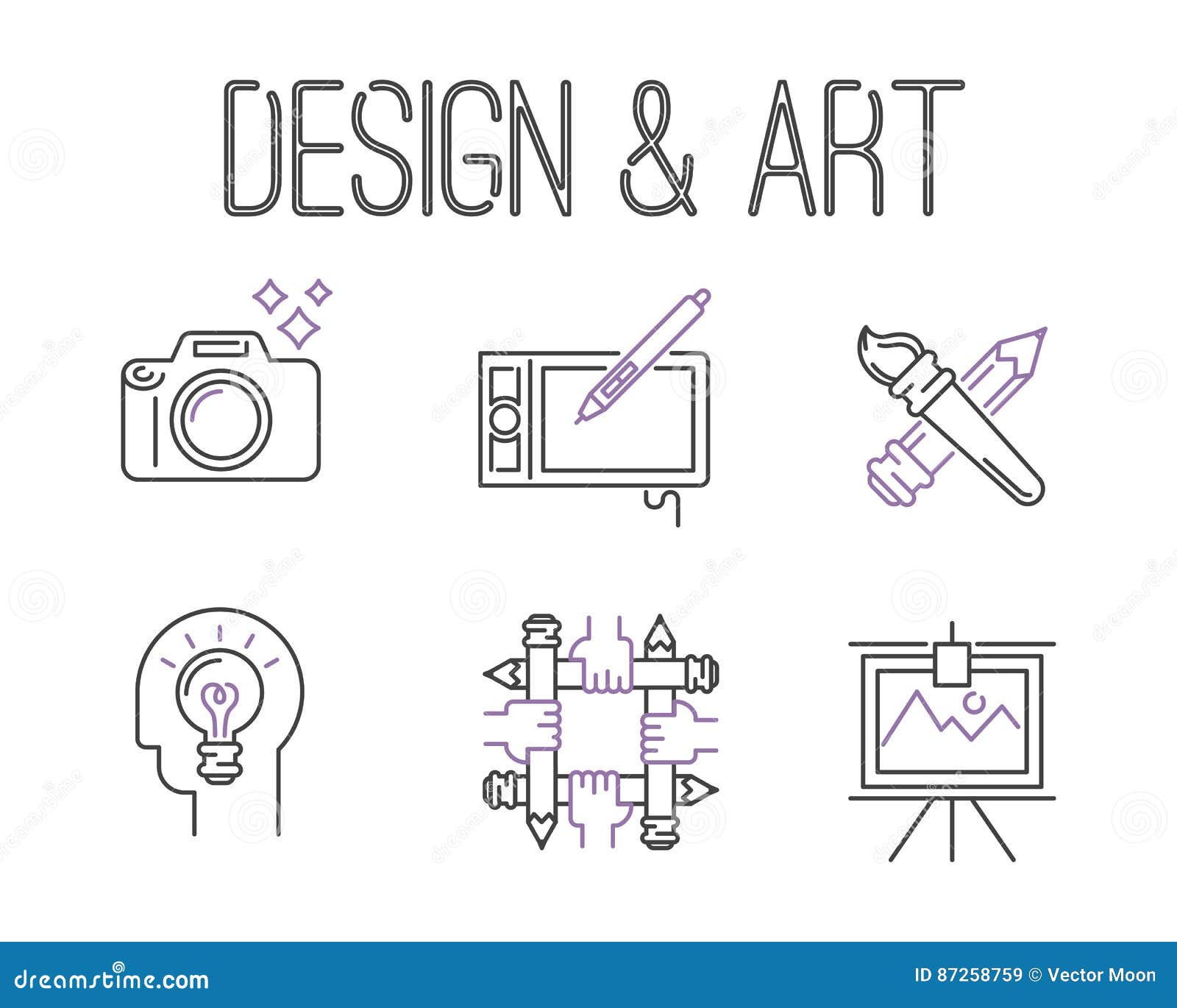 Art Icons Set Vector Illustration Design Linear Symbols Artistic ... Art Icons Set Vector Illustration Design Linear Symbols Artistic ...