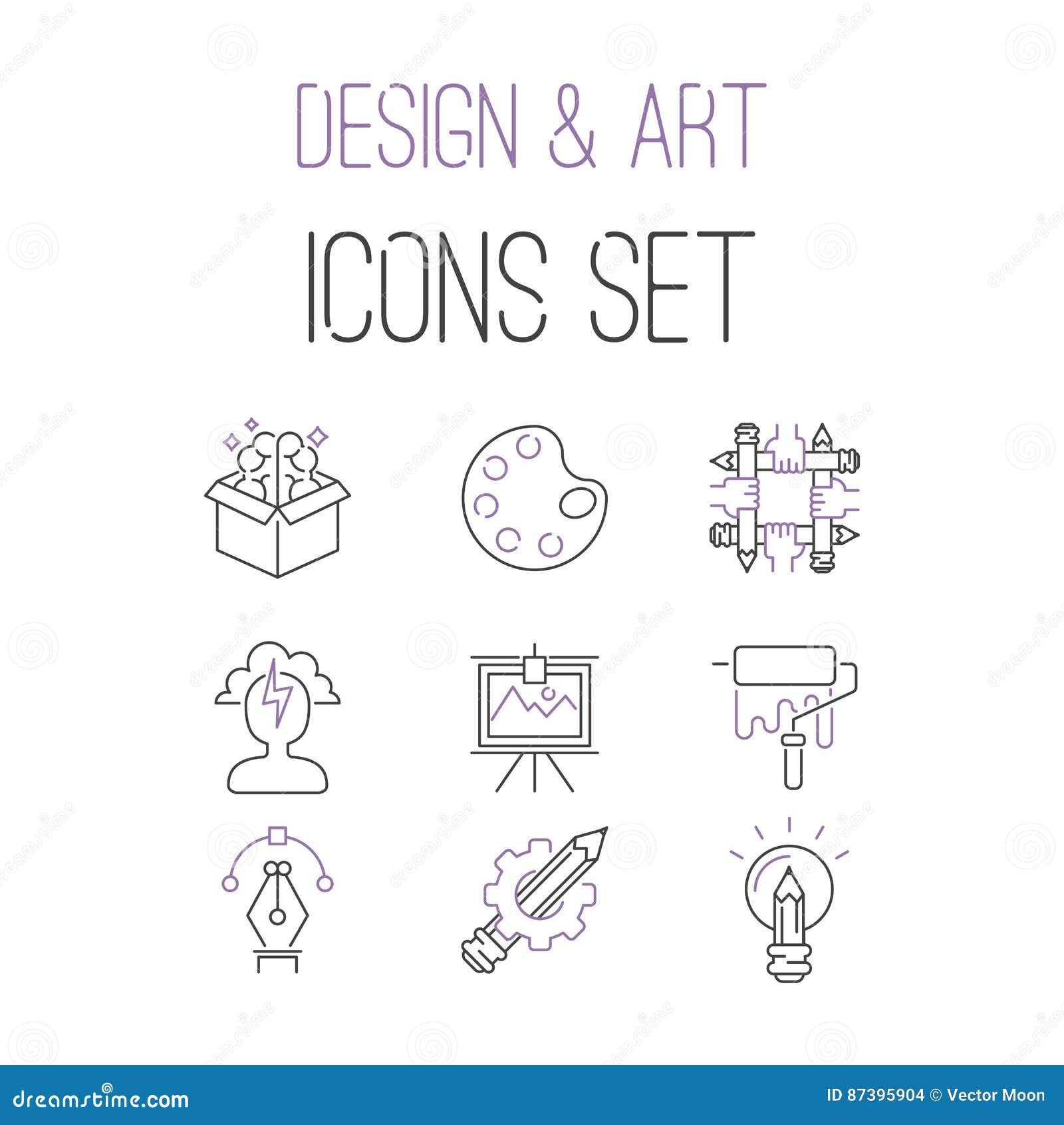 Art Icons Set Vector Illustration Design Linear Symbols Artistic ... Art Icons Set Vector Illustration Design Linear Symbols Artistic ...
