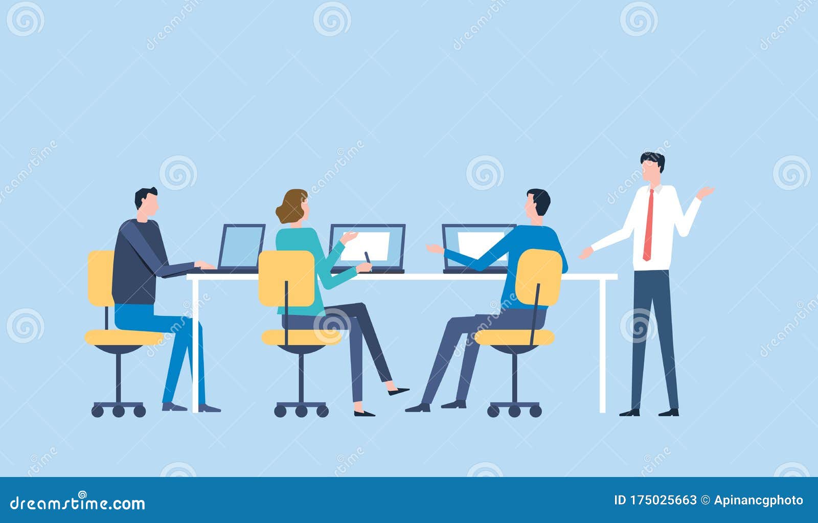 Flat Vector Business Team Working and Project Collaboration Process ...