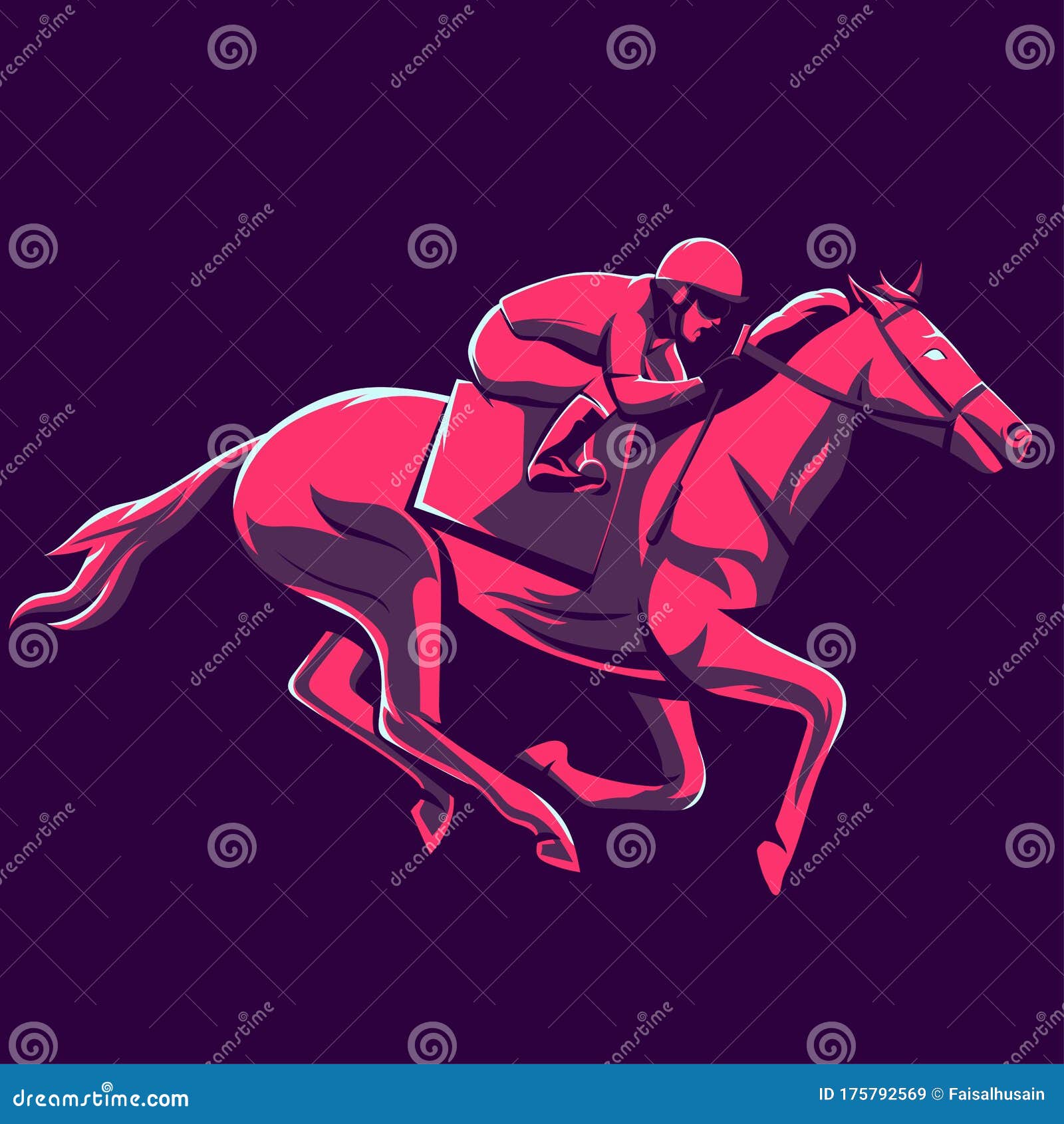 Horse Race Running Vector Illustration Stock Vector - Illustration of ...