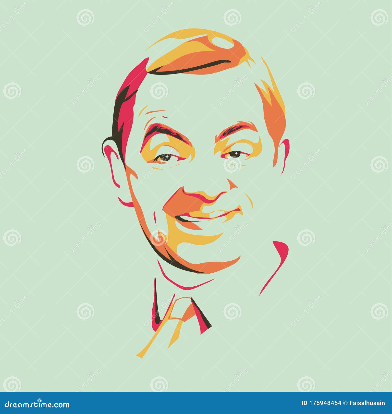 Rowan Atkinson Aka Mr Bean Best Comedian Person In Vector Illustration ...