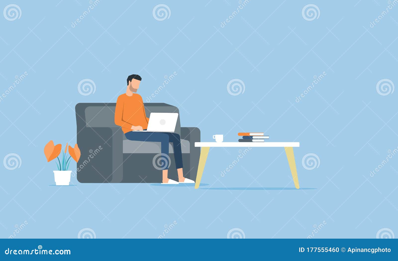 Flat Vector Work from Home Workplace Concept and Business Smart Working ...