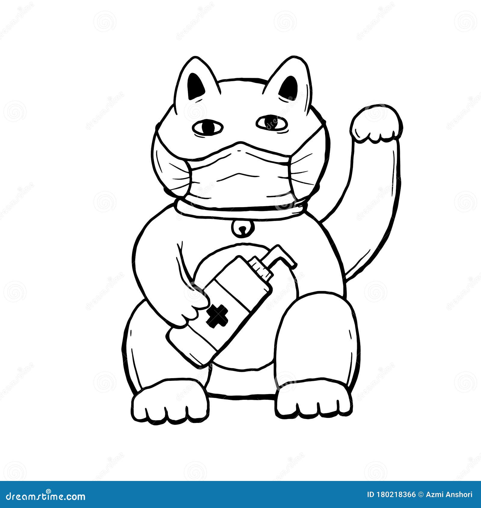 Lucky Cat Wearing Mask To Defend from Coronavirus Stock Vector ...