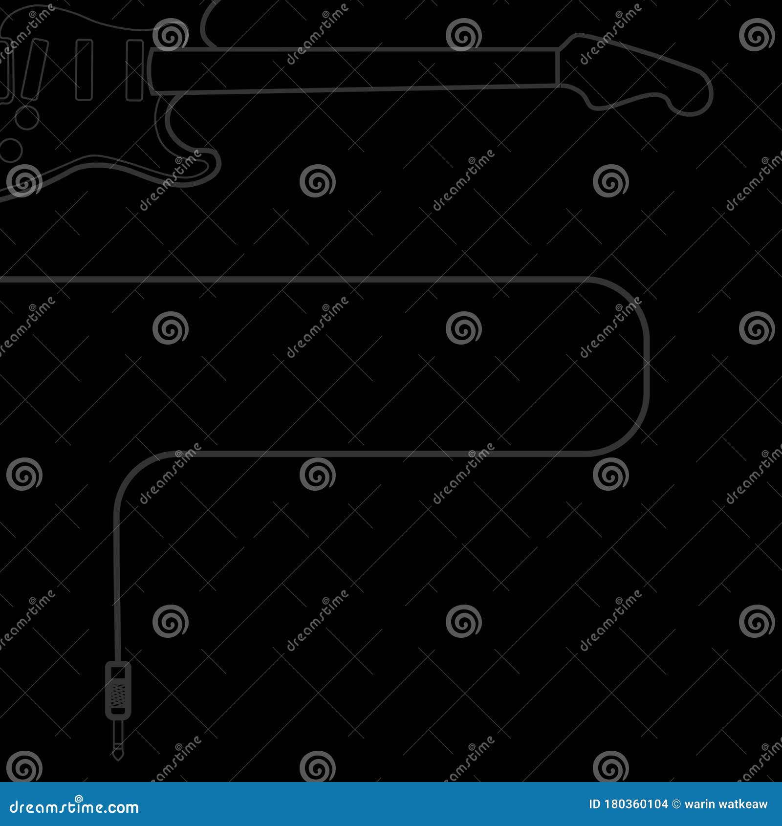 Electric Guitar and Cable on Black Background. Stock Vector ...