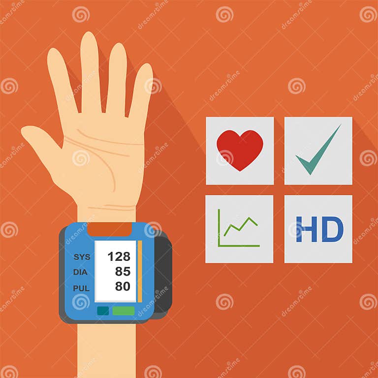 Heart Rate Check Device. Wrist Blood Pressure Monitor. Systolic and ...
