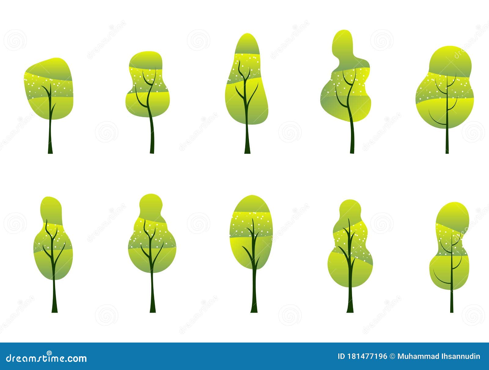 Vector Illustration of a Gradient Green Tree Bundel, and Added a White ...