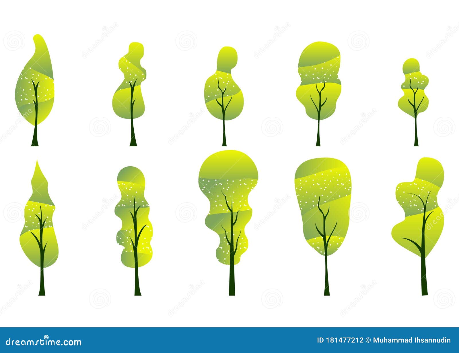 Vector Illustration of a Gradient Green Tree, and Added a White Pattern ...