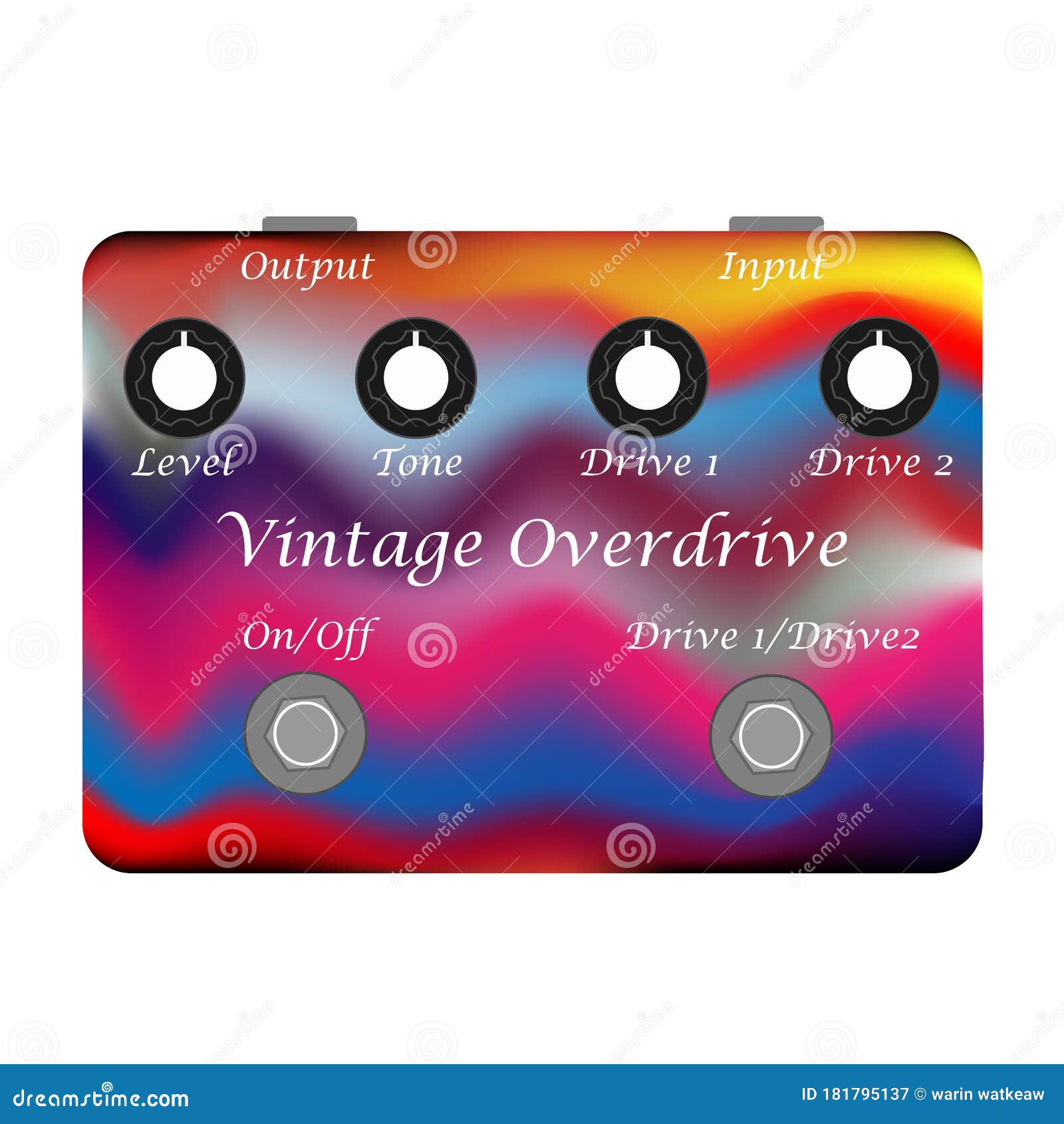 Colorful Boutique Custom Overdrive Guitar Stomp Box Effect. Stock ...