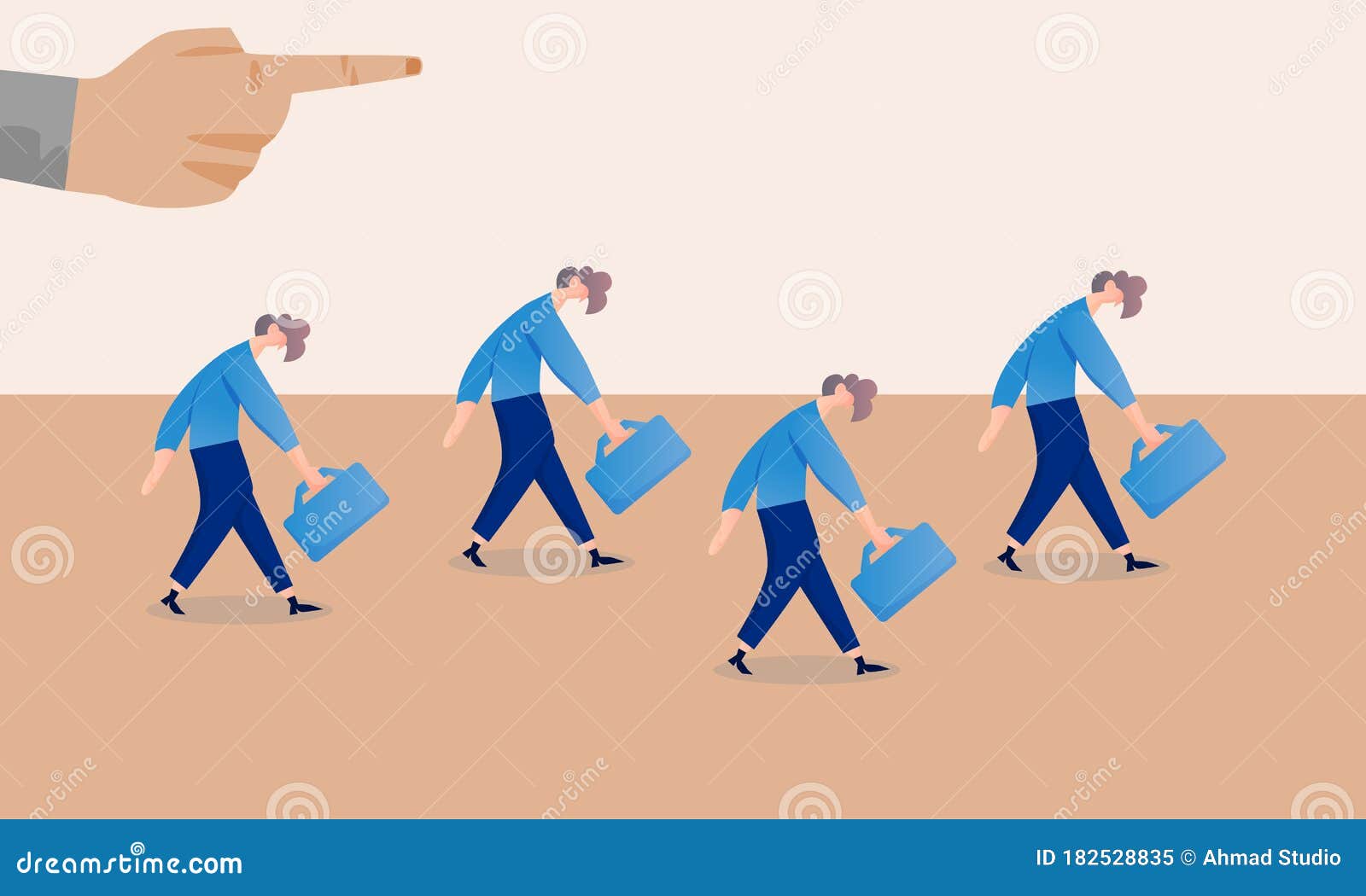 Illustration of Gesture Goes Forward To the Workers. the Boss at the ...