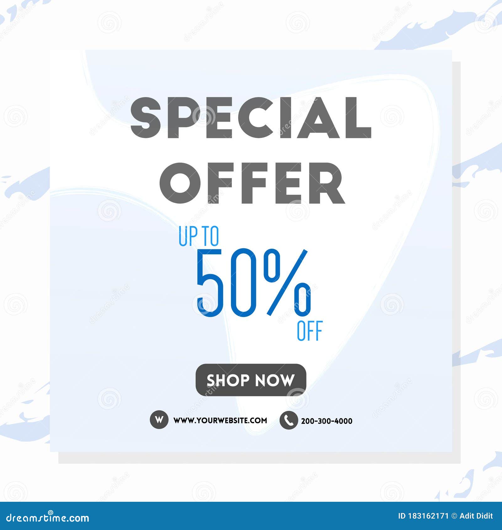 Special Offer, Promo Flyers for Social Media in Light Blue, White and ...