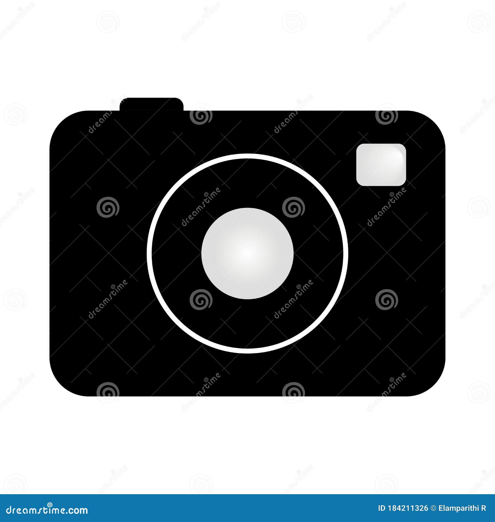 Solid Black Camera Icon with Gradient Lens and Flash in White ...