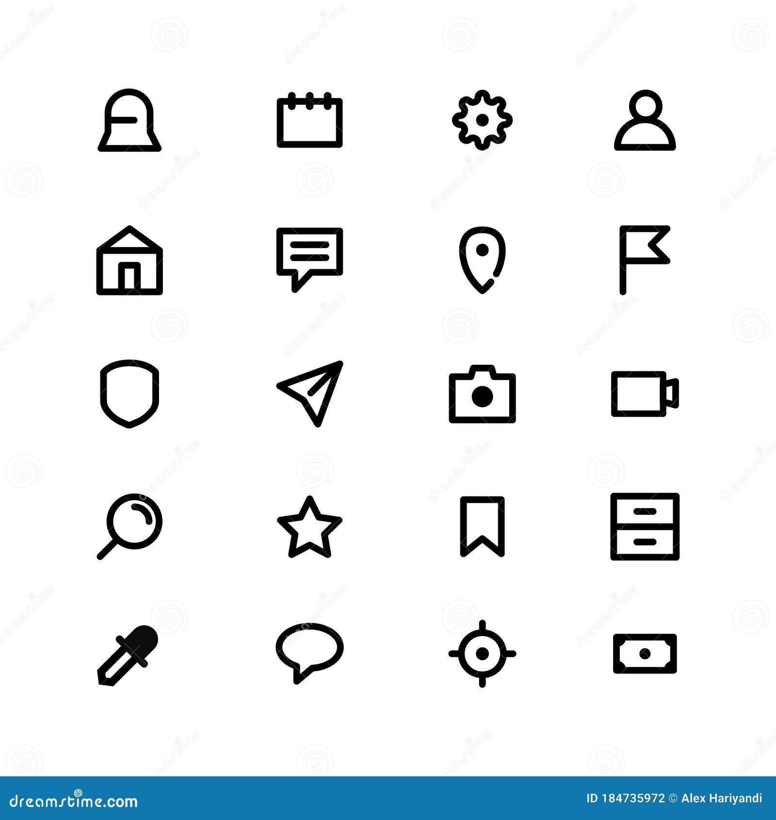 Icon Set Black Line for Web and Other. Stock Vector - Illustration of ...