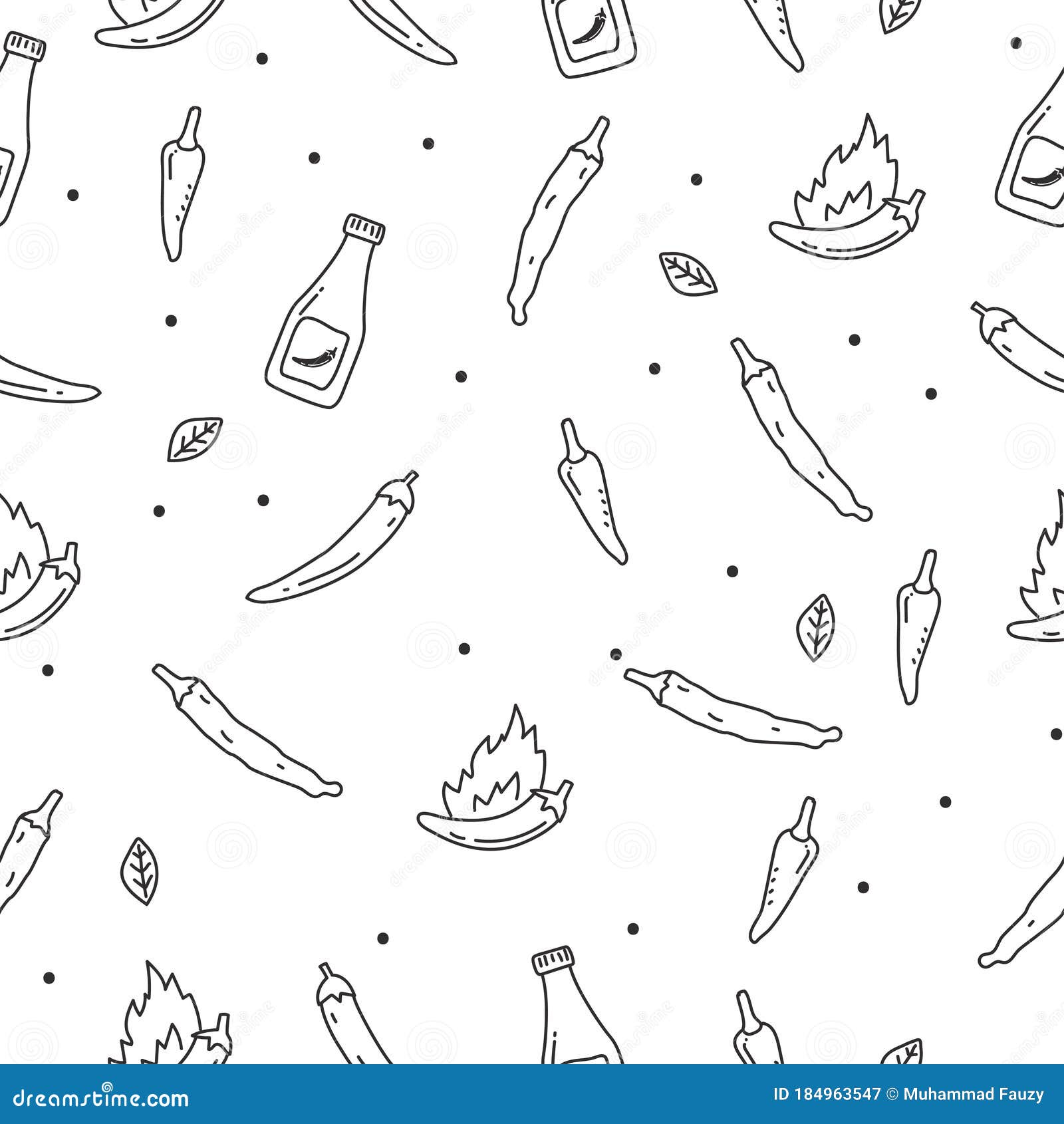 Chili Doodle Pattern for Background Stock Vector - Illustration of ...