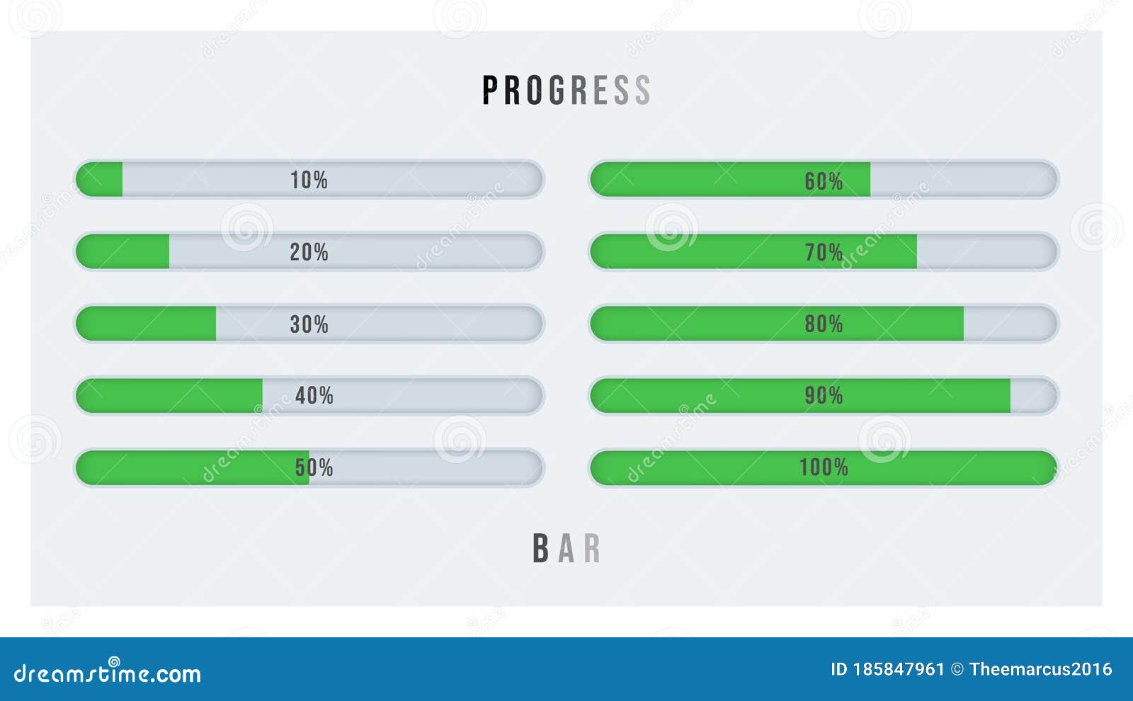 Progress Bar Design with 10 Step for 100 Percentage. Can Be Used for ...