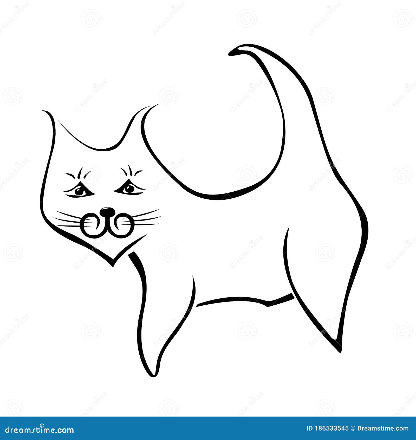 Contour Cat. Cat Drawn by Lines Stock Vector - Illustration of kitten ...