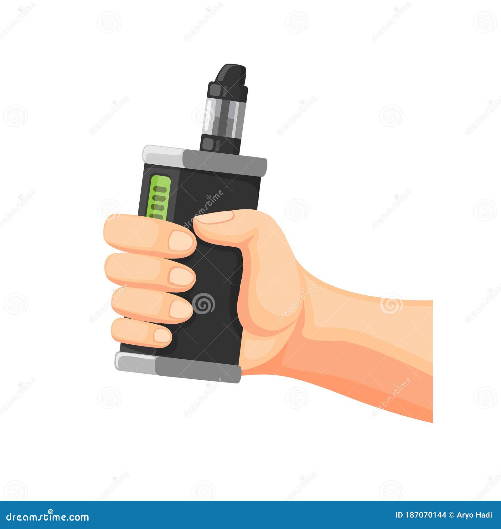 Hand Holding Vape or E-Cigarette. Vaporizer Symbol in Cartoon ...