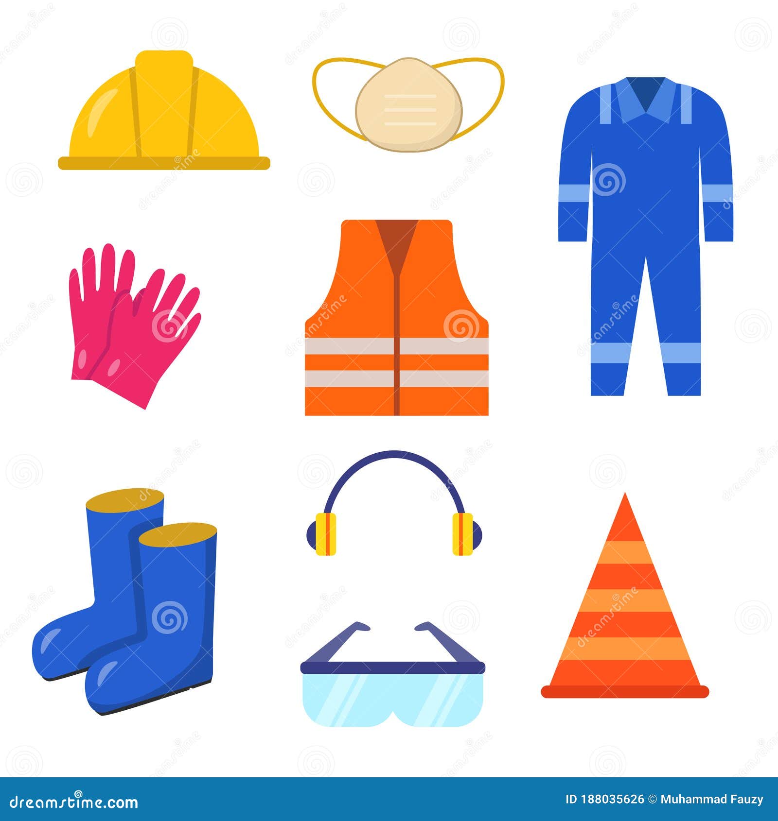 Set of Safety Equipment Vector Illustration Stock Vector - Illustration ...