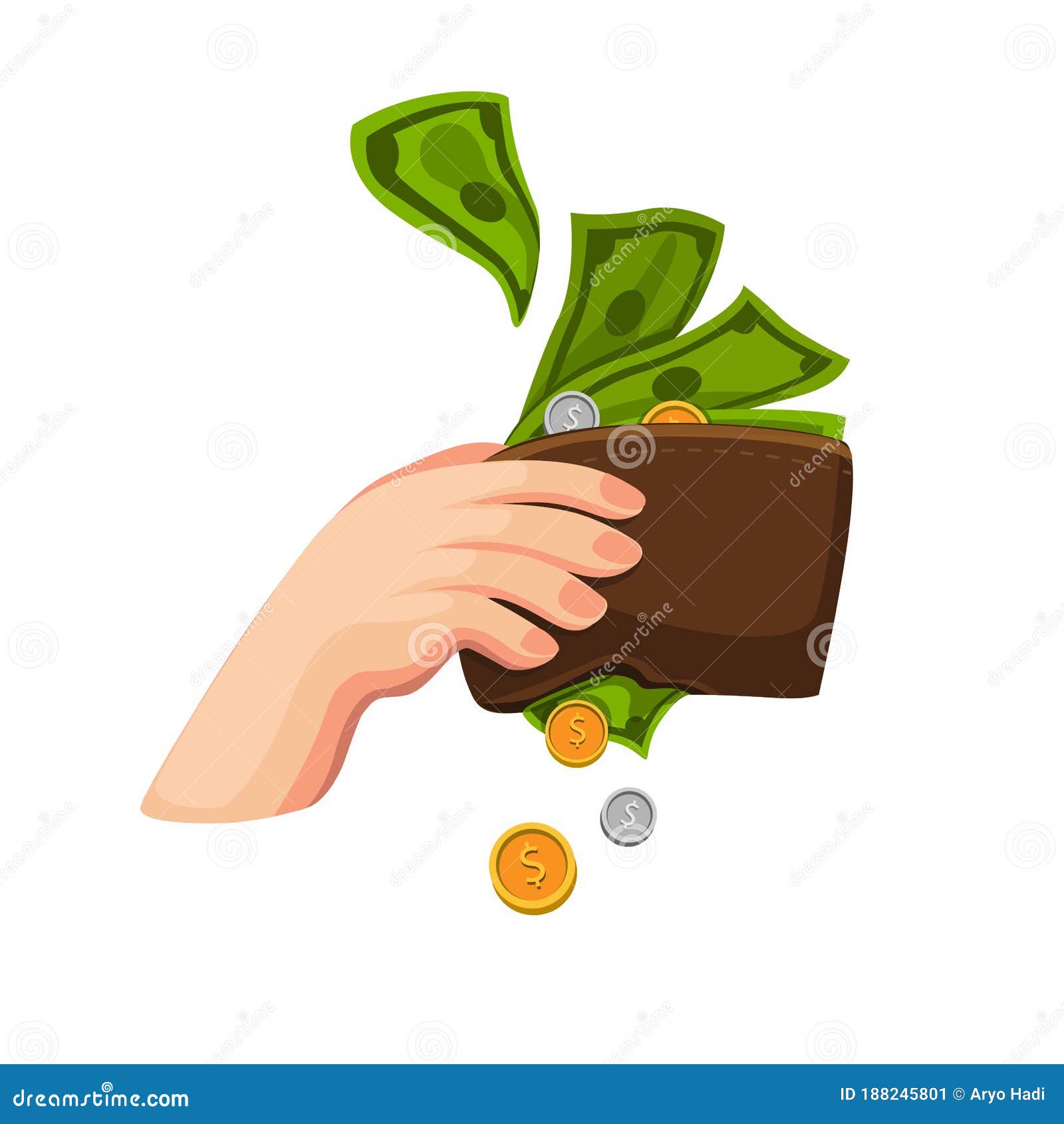Money and Coin Drop Leaking from Wallet Business Finance Management ...