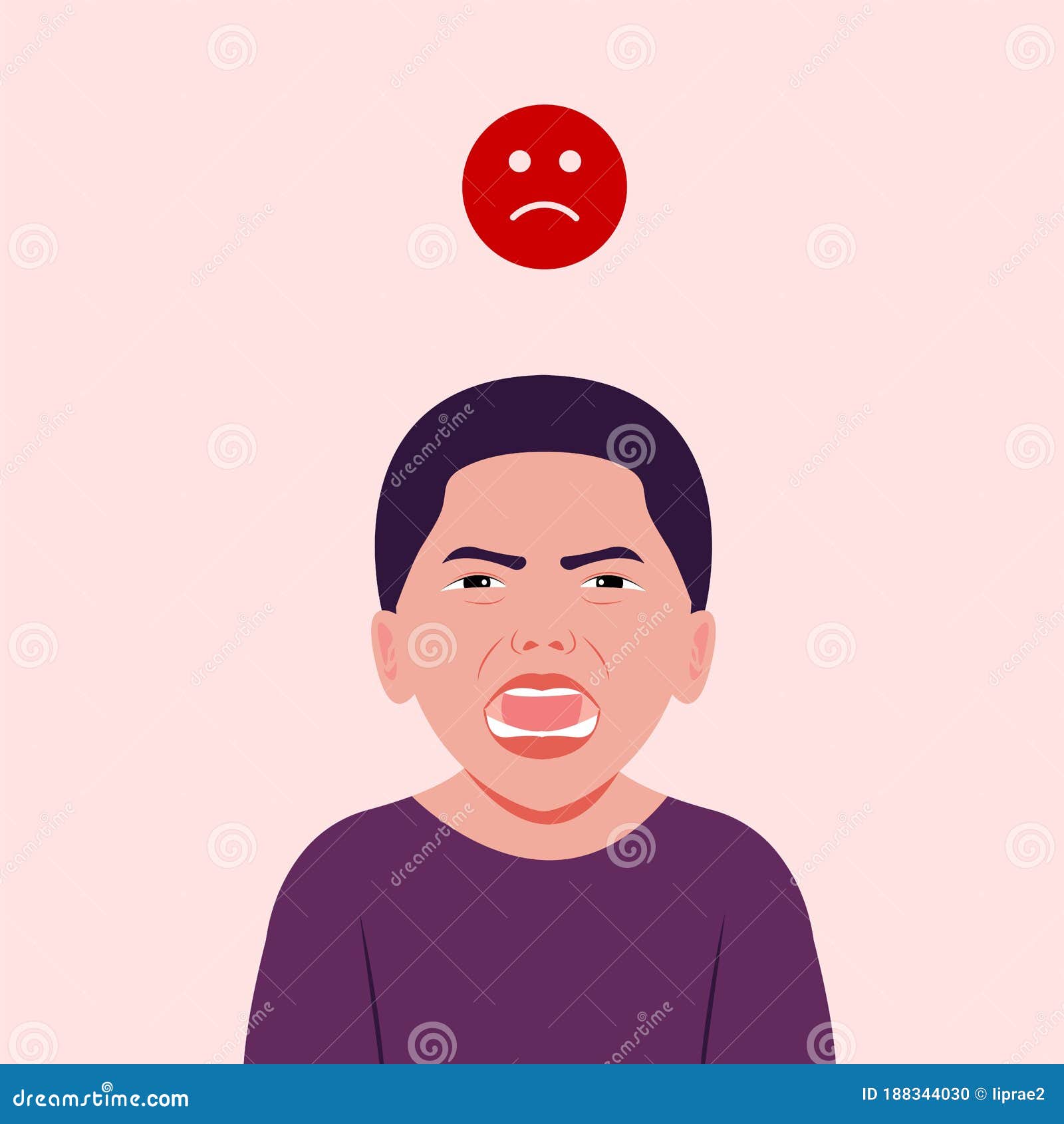 Unhappy, Angry Boy. Young Schoolboy in Bad Mood. Vector Illustration ...