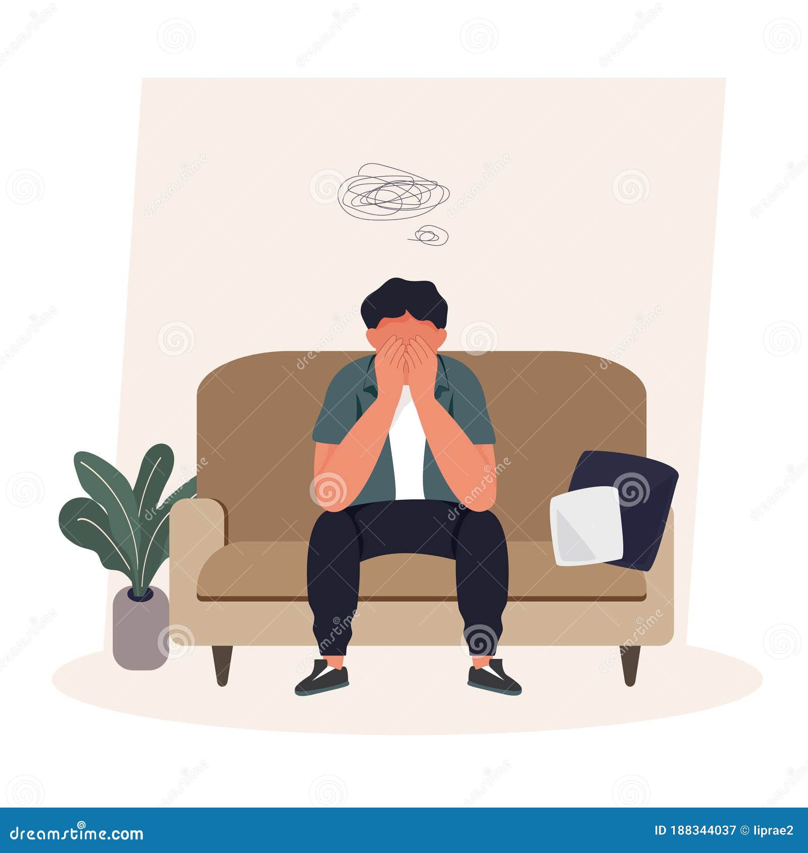 Overthinking Set. Anxiety And Stress Caused By Thinking Too Much ...