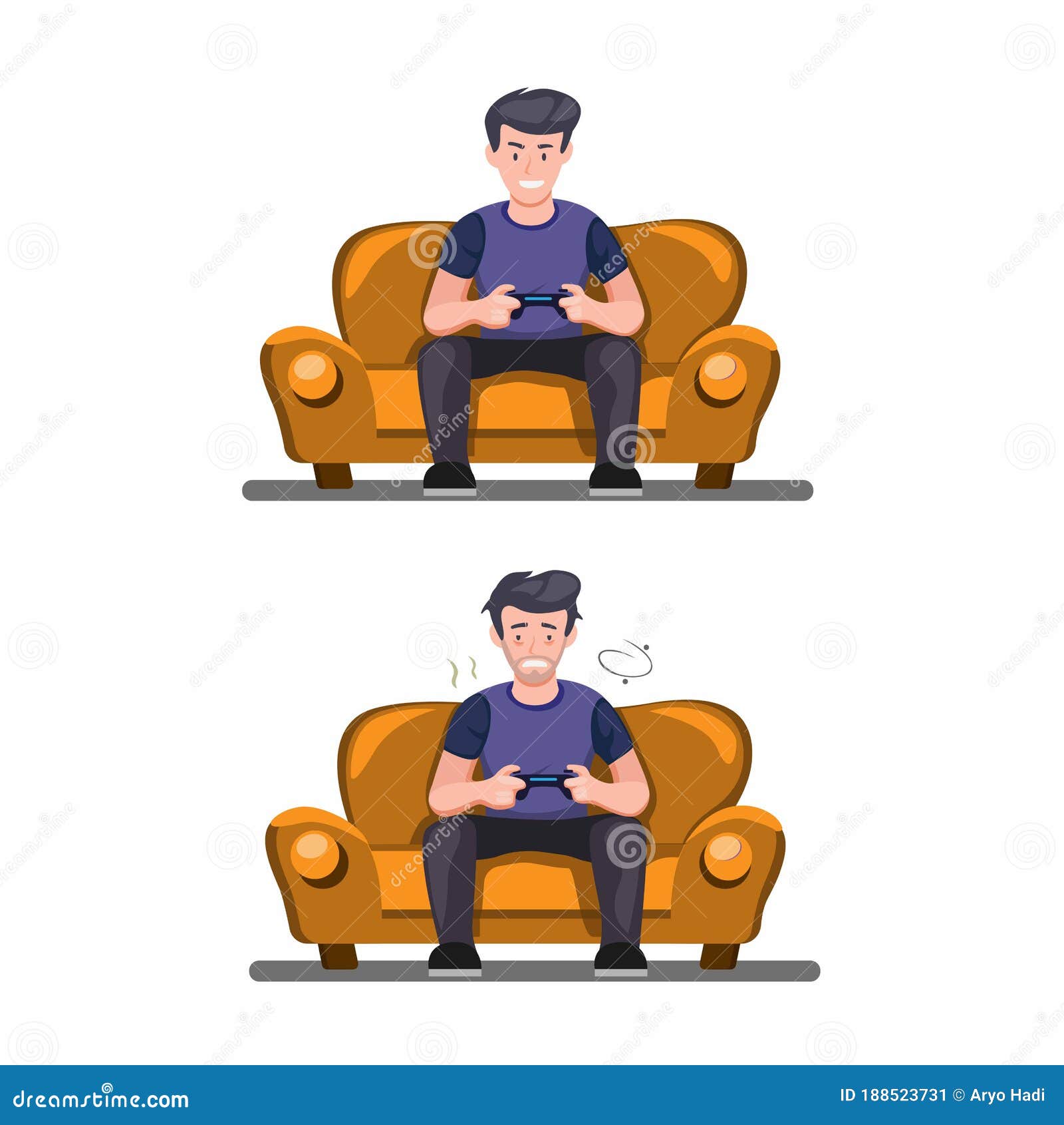 Gamer with Condition Fit and Exhausted. Man Sitting in Sofa with ...