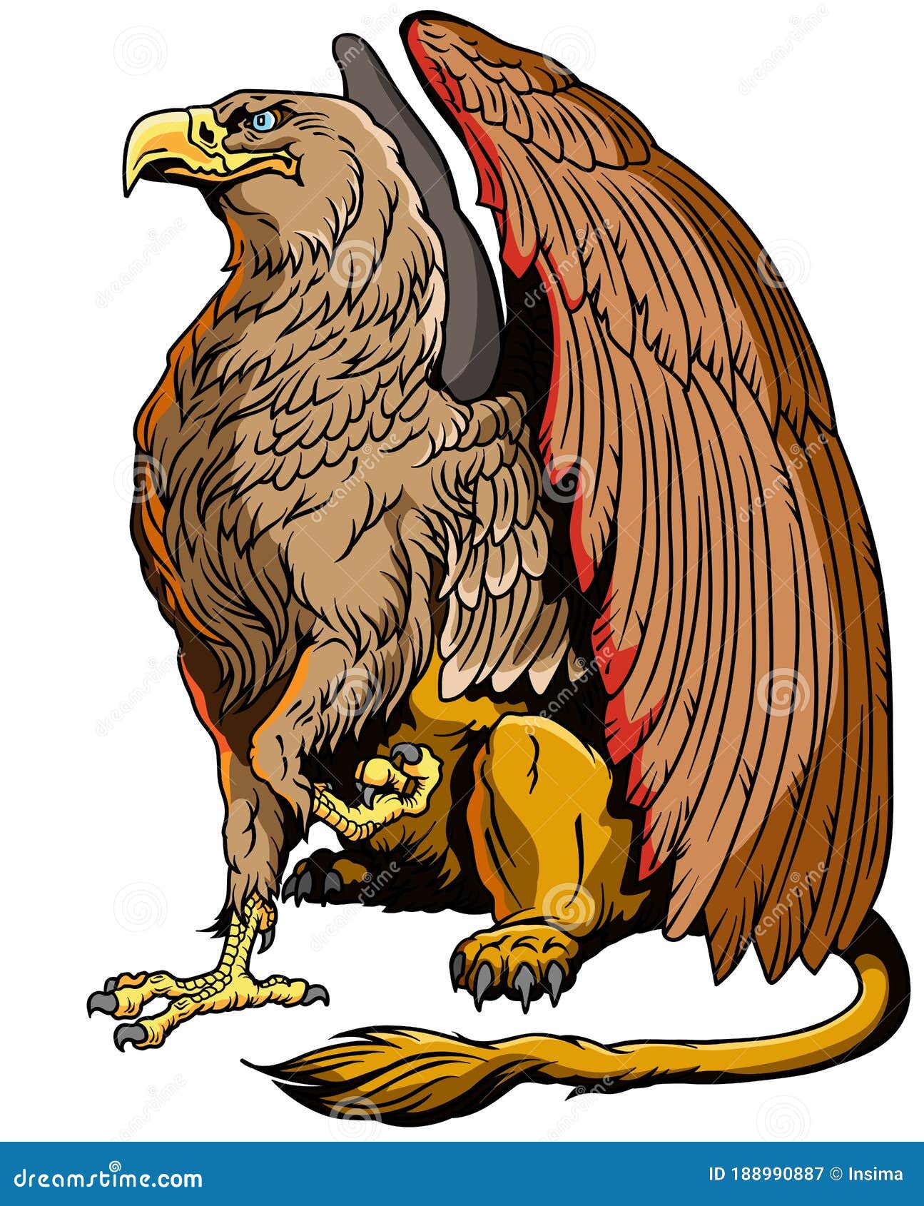Griffin, Griffon, Or Gryphon On Nightsky Background. Vector ...